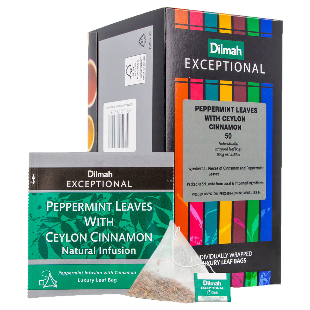 Exceptional Peppermint Leaves with Ceylon Cinnamon 50 Enveloped Tea Ba ...